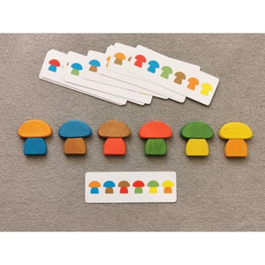 Montessori Inspired Mushroom Puzzle – Pattern Building Activity Toy for ...