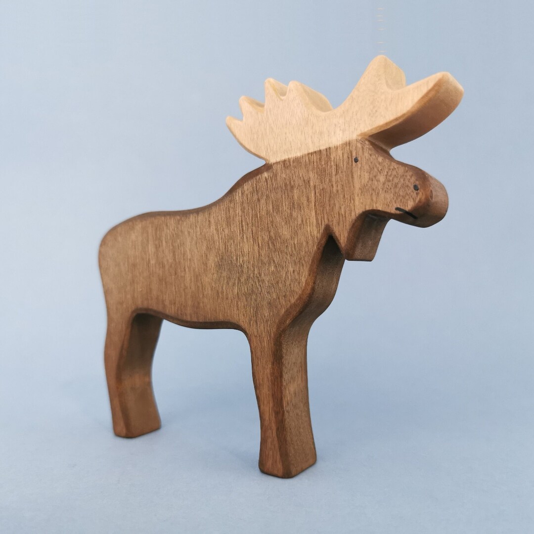 Waldorf Wooden Moose, Wooden Forest Animal, Wooden Figurine Toy, Gift ...