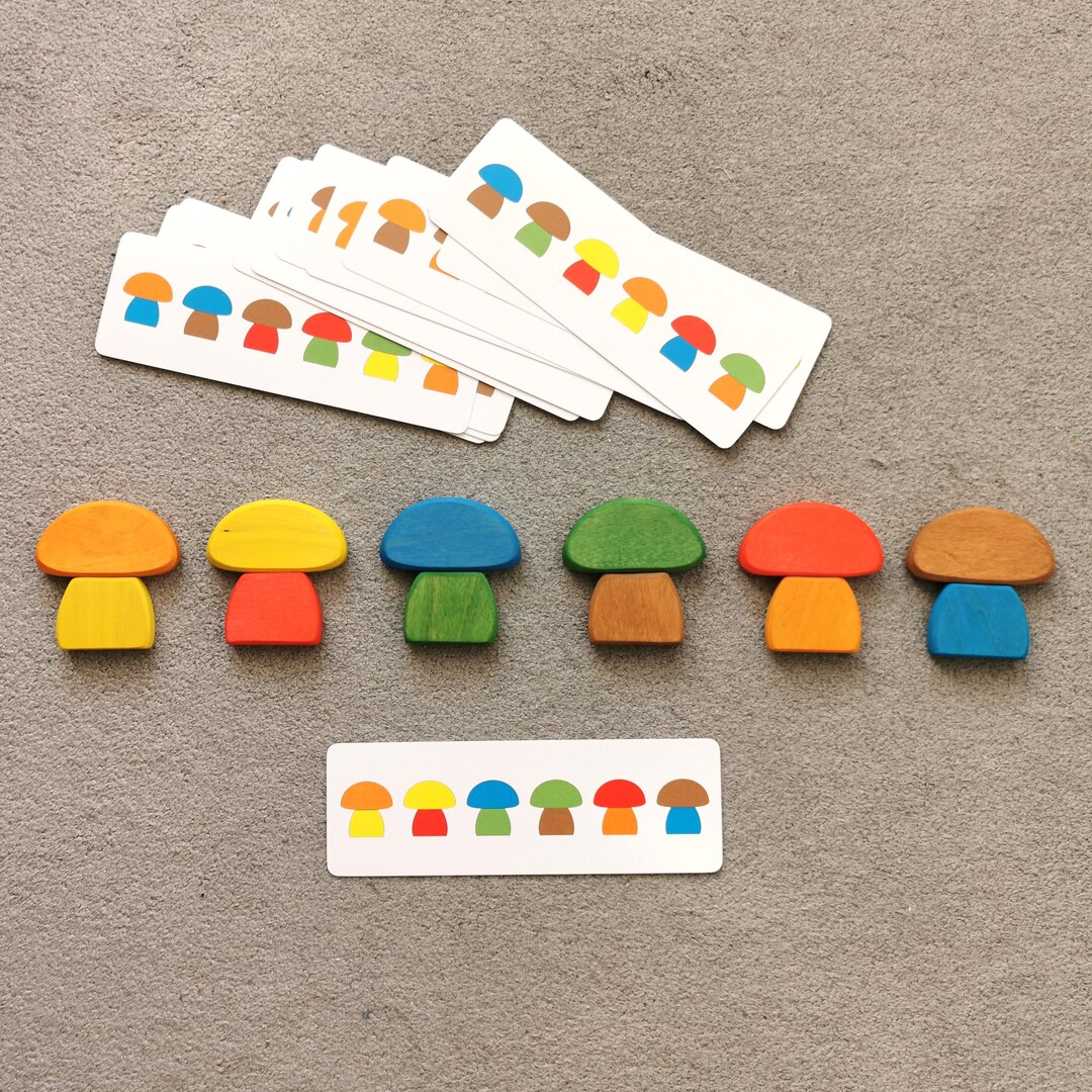 Montessori Inspired Mushroom Puzzle – Pattern Building Activity Toy for ...