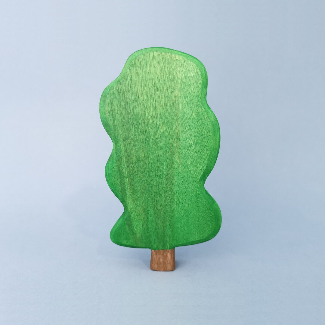 Wooden Figurine of a Green Linden Tree, Sturdy Toy Tree, Forest Theme ...