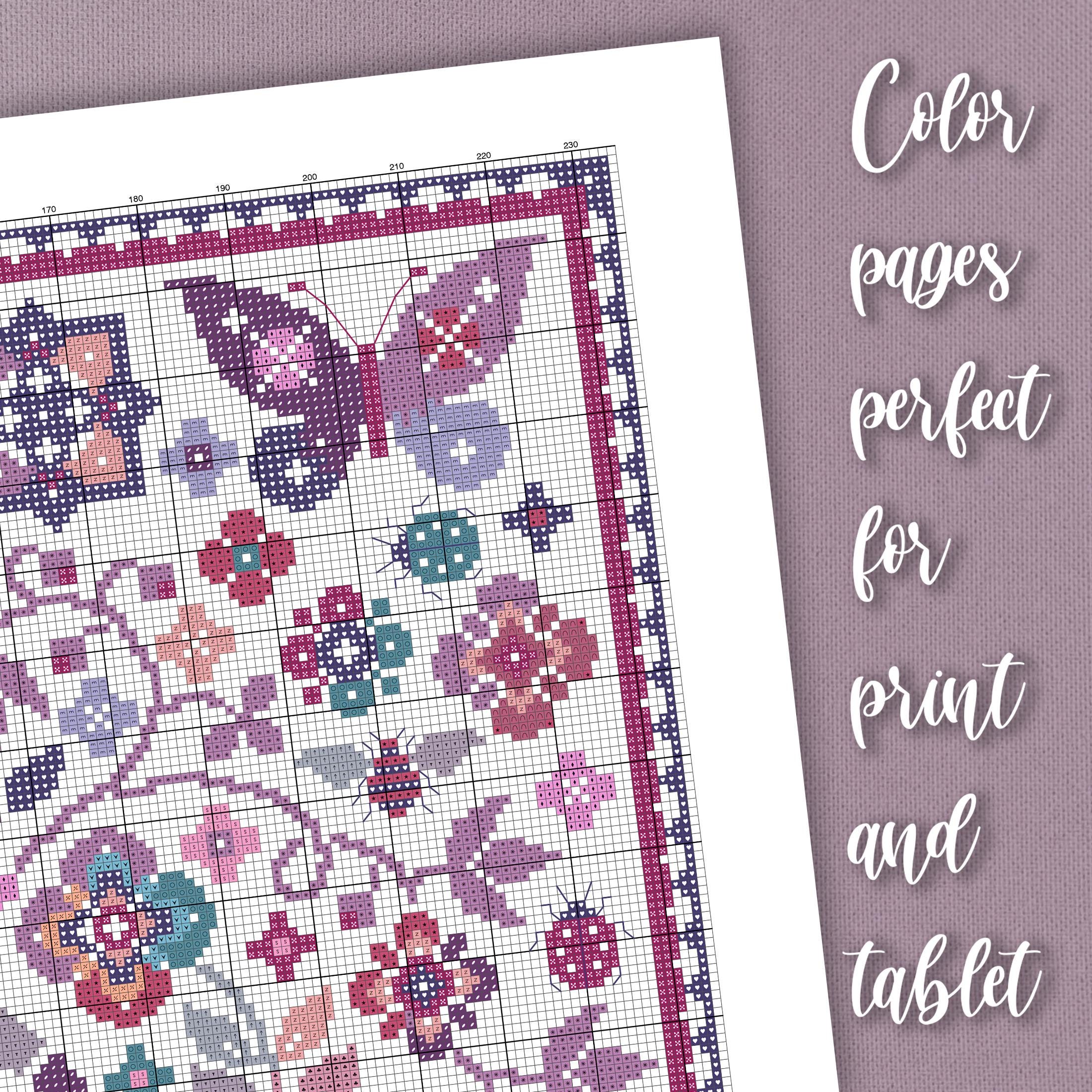 Cross Stitch Pattern: Floral Insects Butterfly Dragonfly Design - Etsy