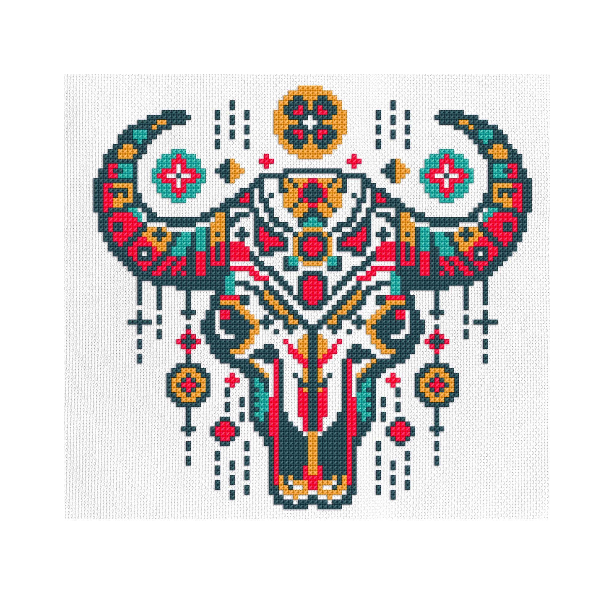 Buffalo Skull Cross Stitch Pattern, Modern Embroidery, Instant Download ...