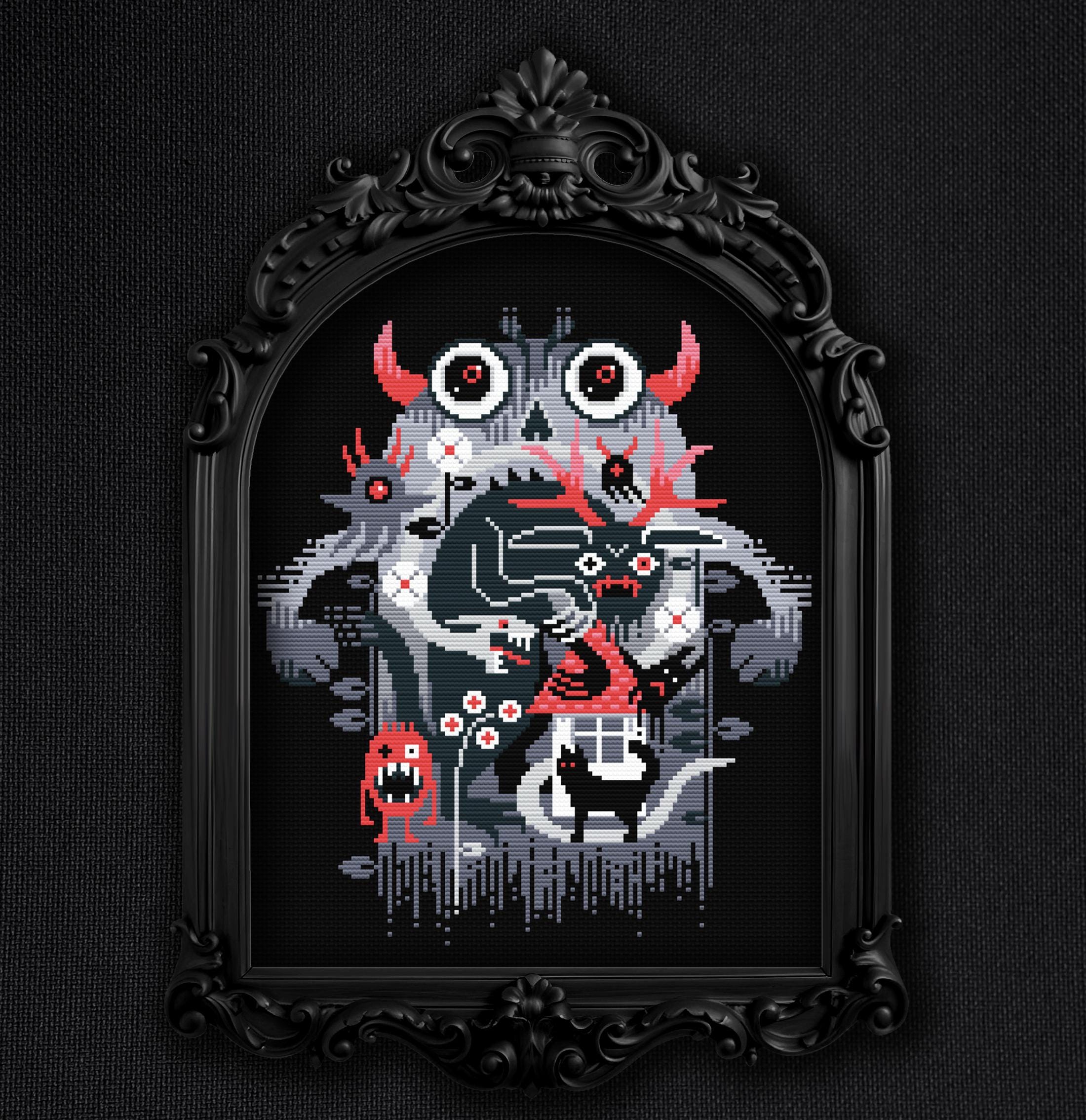 Monster Walk Cross Stitch Pattern: Surreal Horror Embroidery (PDF) - Etsy