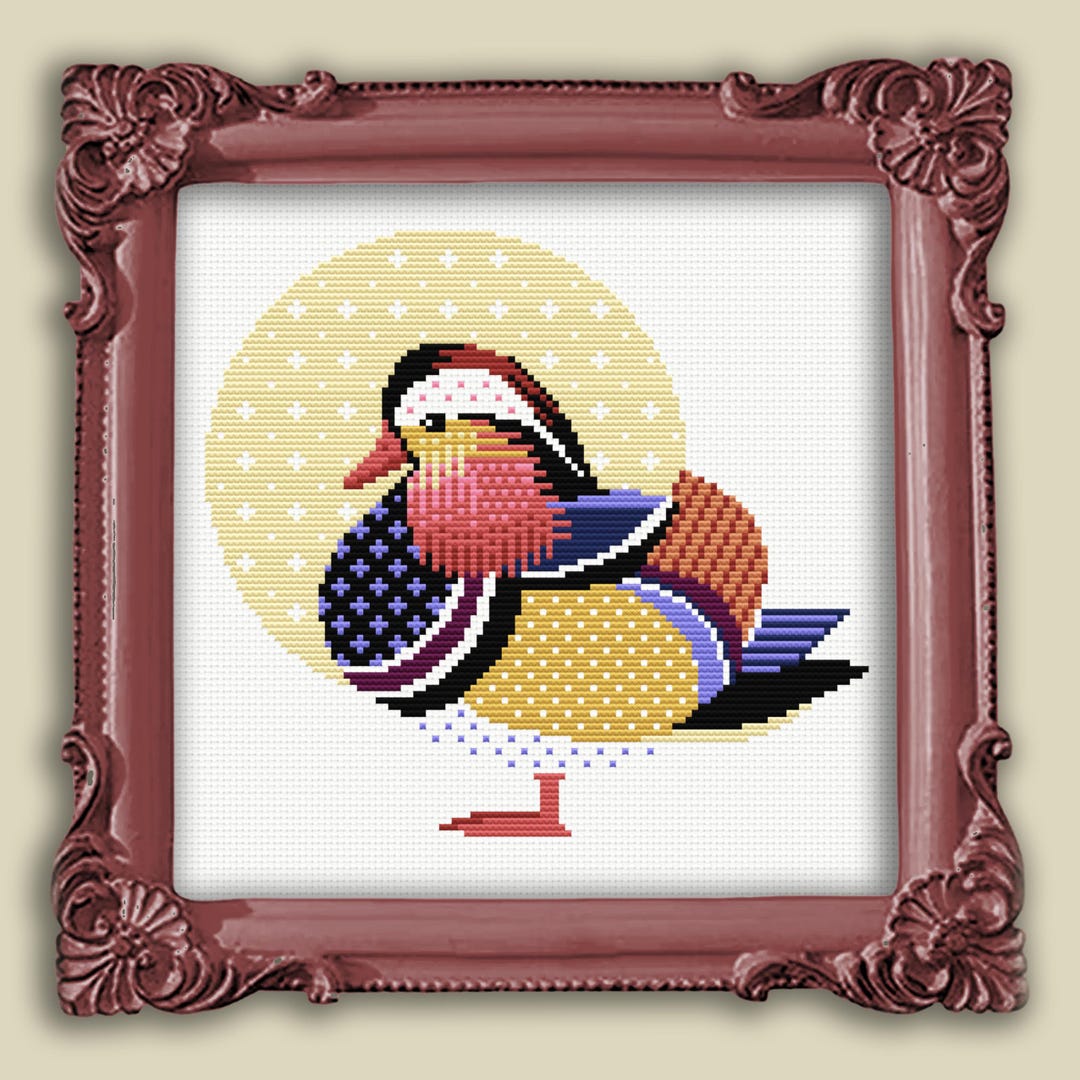 Mandarin Duck Cross Stitch Pattern: Modern Bird Embroidery (PDF Pattern ...