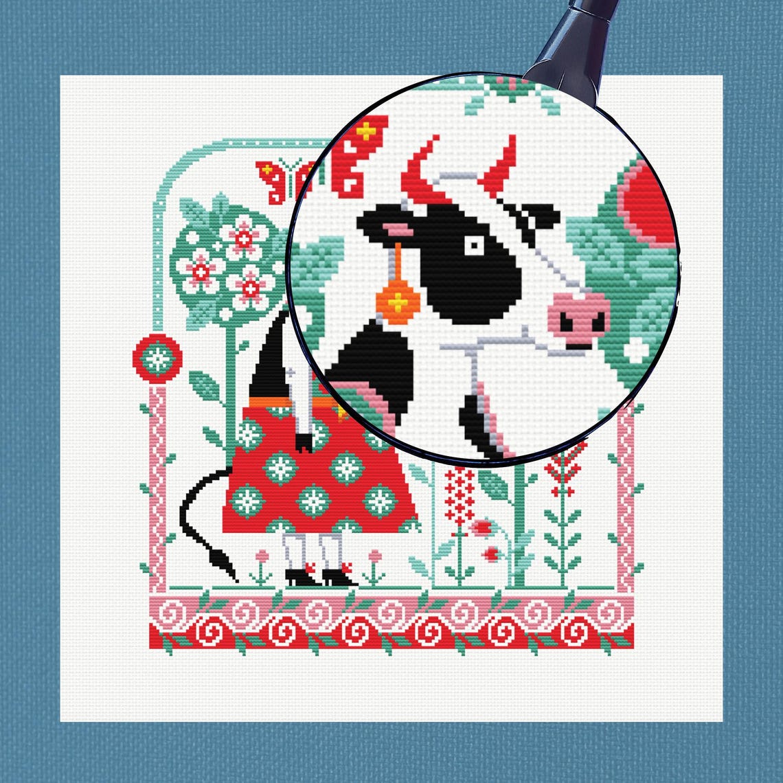 Dressy Cow Cross Stitch Pattern: Farmhouse Embroidery (PDF Pattern) - Etsy