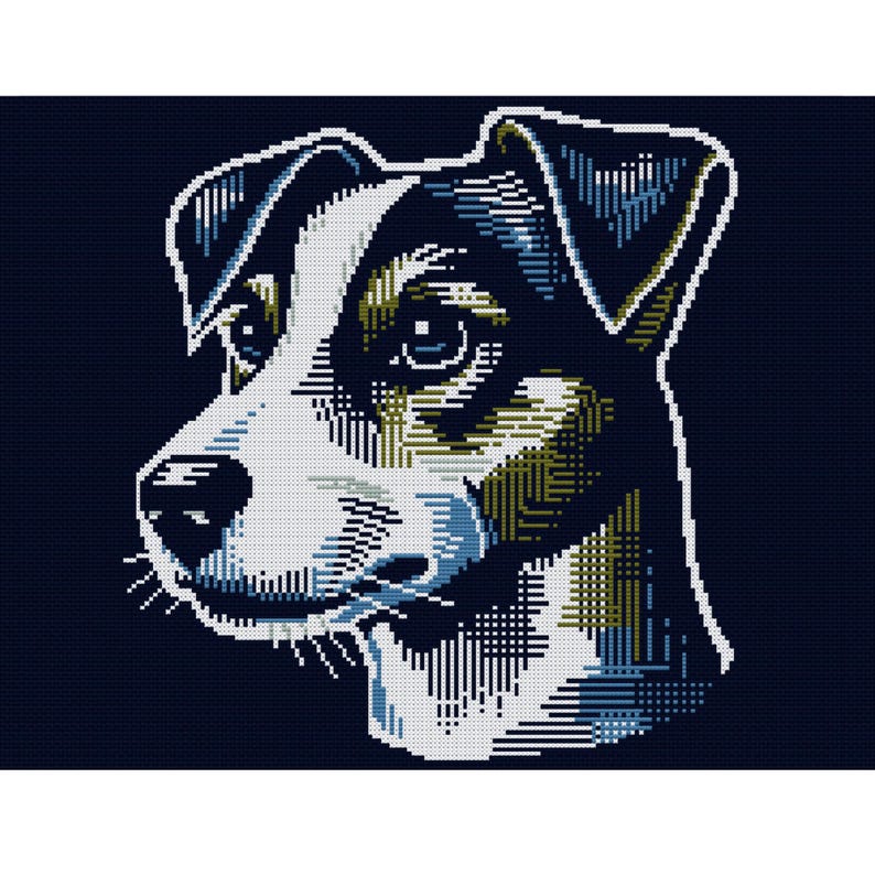Jack Russell Portrait Cross Stitch Pattern: Modern Dog Embroidery (PDF ...
