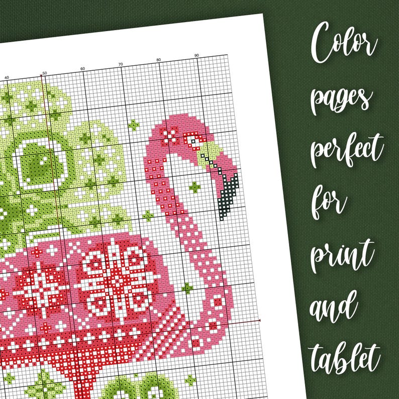 Pink Flamingo Cross Stitch Pattern: Modern Bird Embroidery (PDF Pattern ...