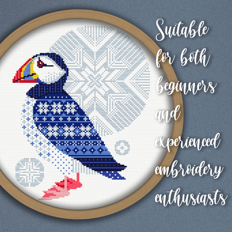 Puffin Cross Stitch Pattern, Instant Download PDF, Cute Decorative Bird ...