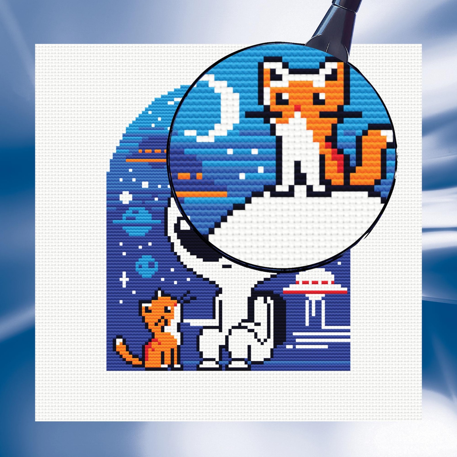 Alien and Cats Cross Stitch Pattern: Whimsical Space Embroidery (PDF ...