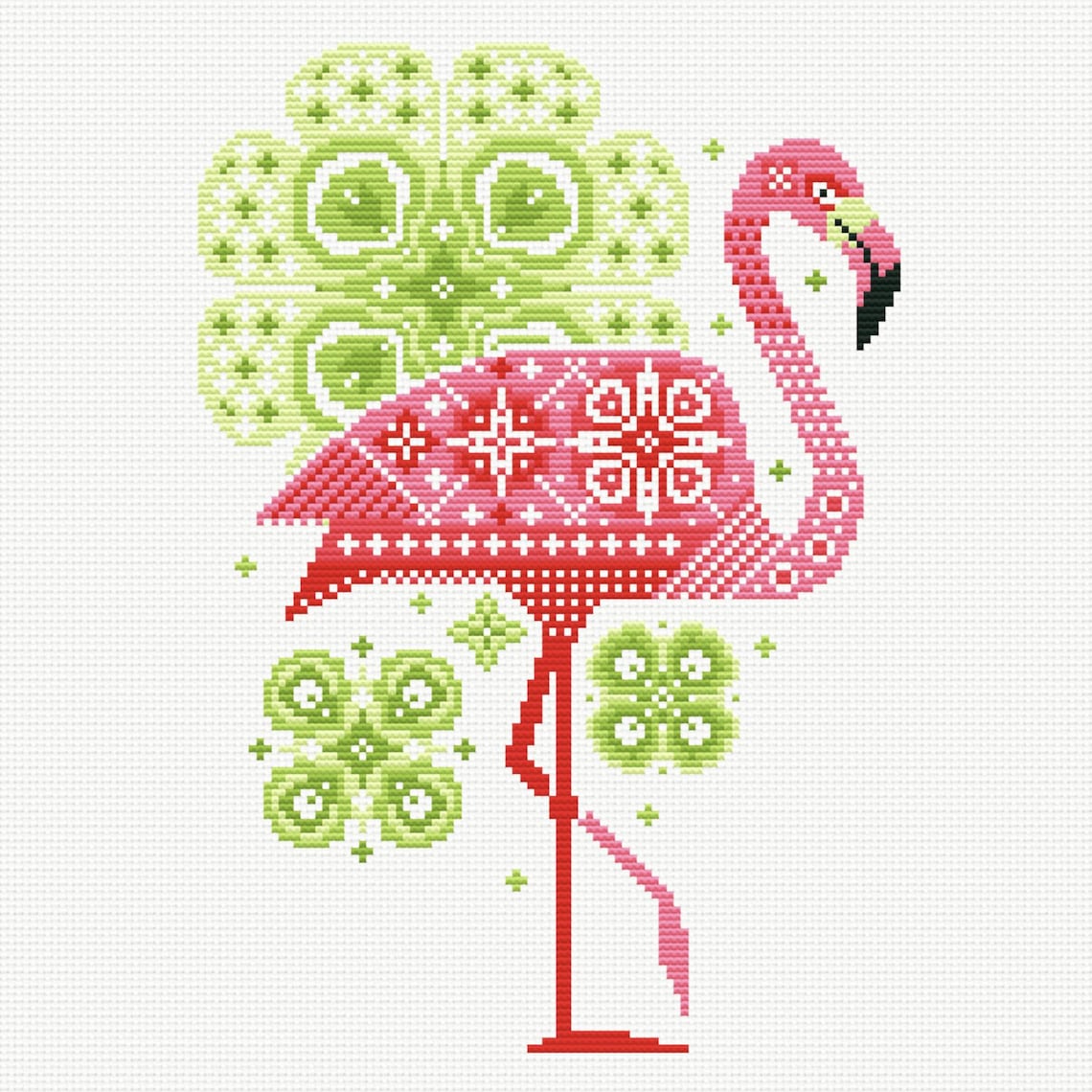 Pink Flamingo Cross Stitch Pattern, Instant Download PDF, Cute ...
