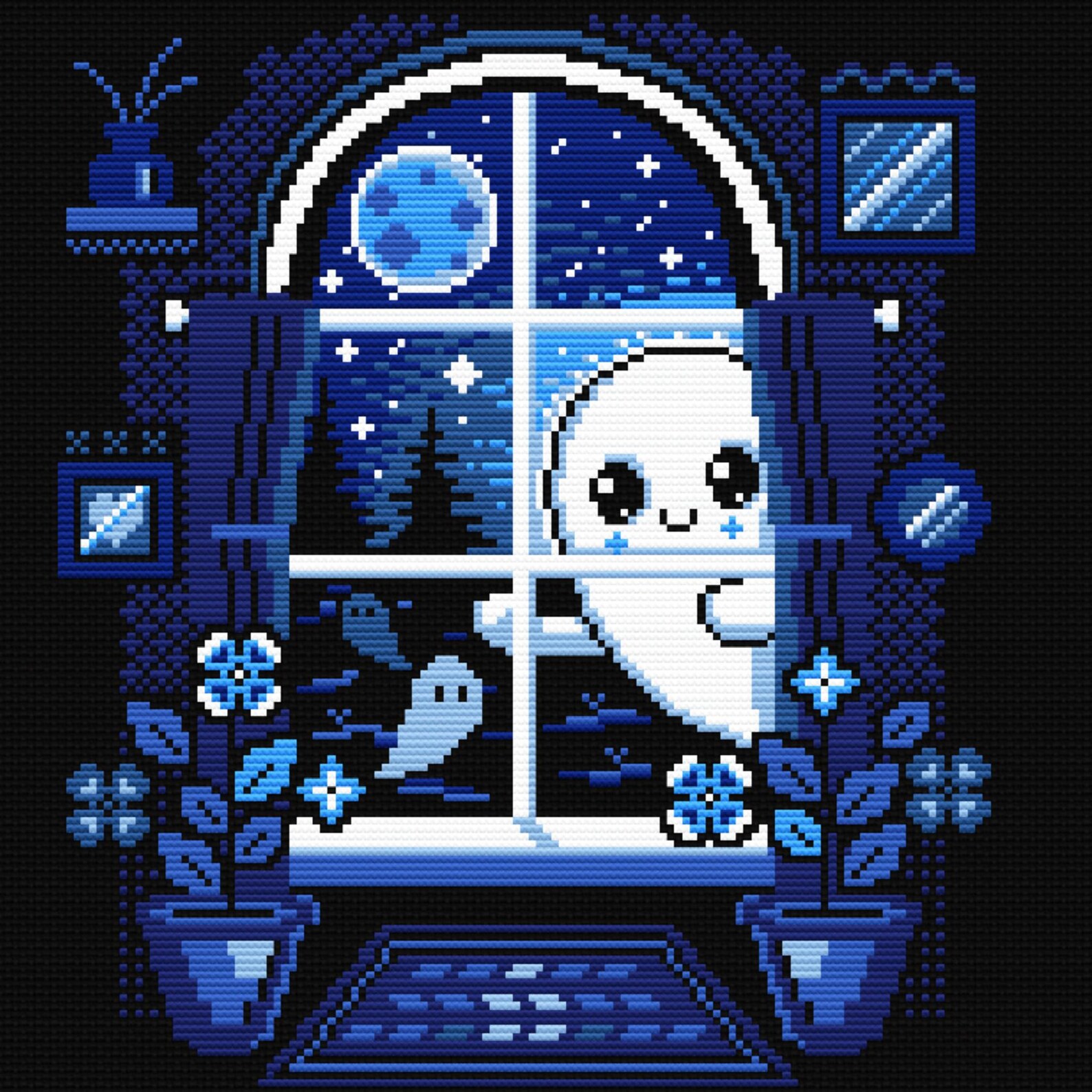 Cute Ghost is Watching You Through the Window Cross Stitch Pattern ...