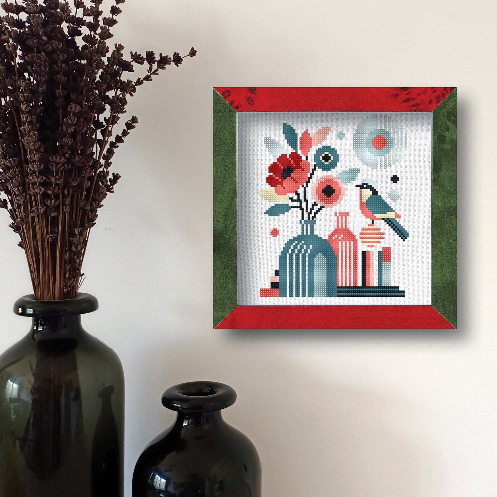 Floral Still Life Cross Stitch Pattern: Bird and Flowers (PDF Download ...
