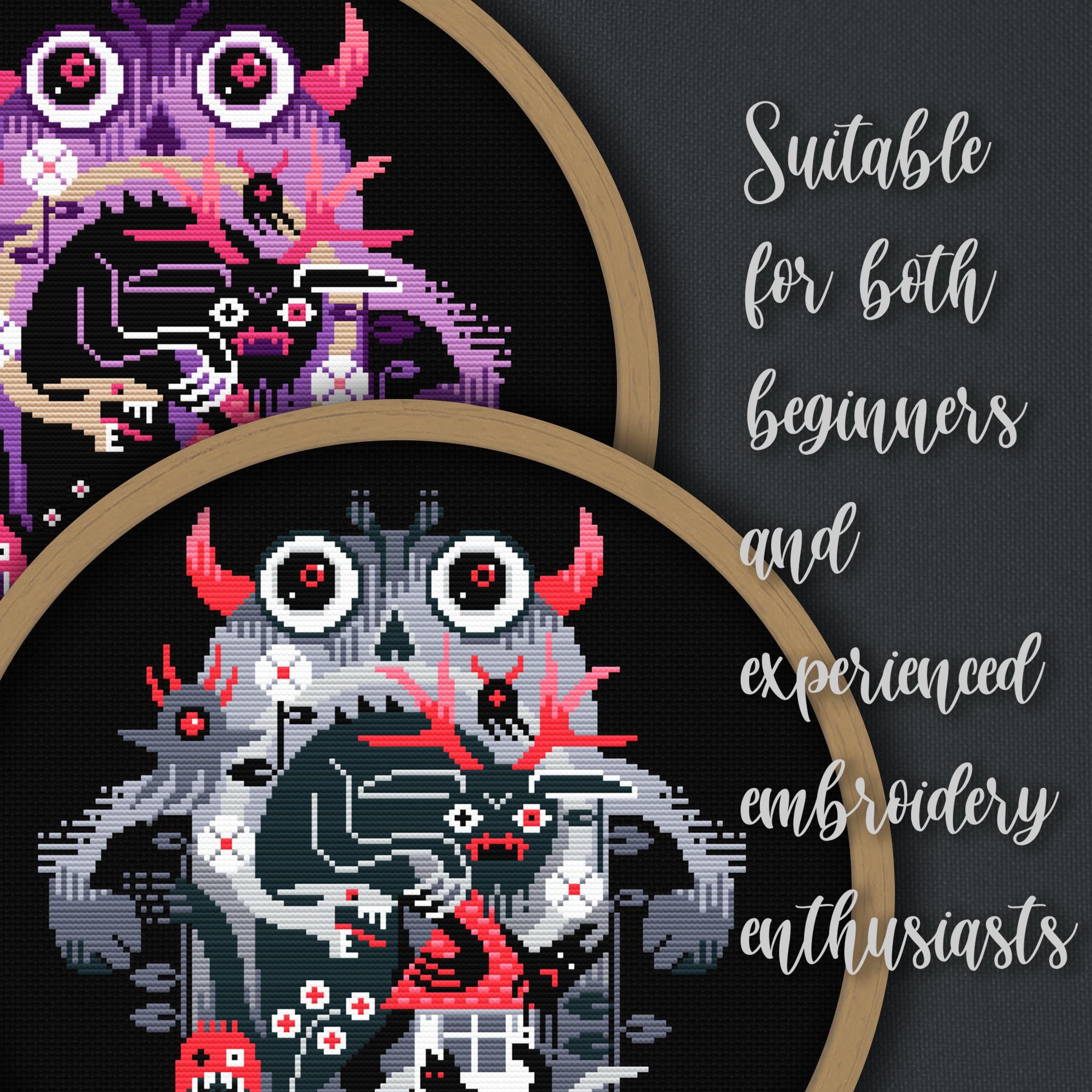 Monster Walk Cross Stitch Pattern: Surreal Horror Embroidery (PDF) - Etsy