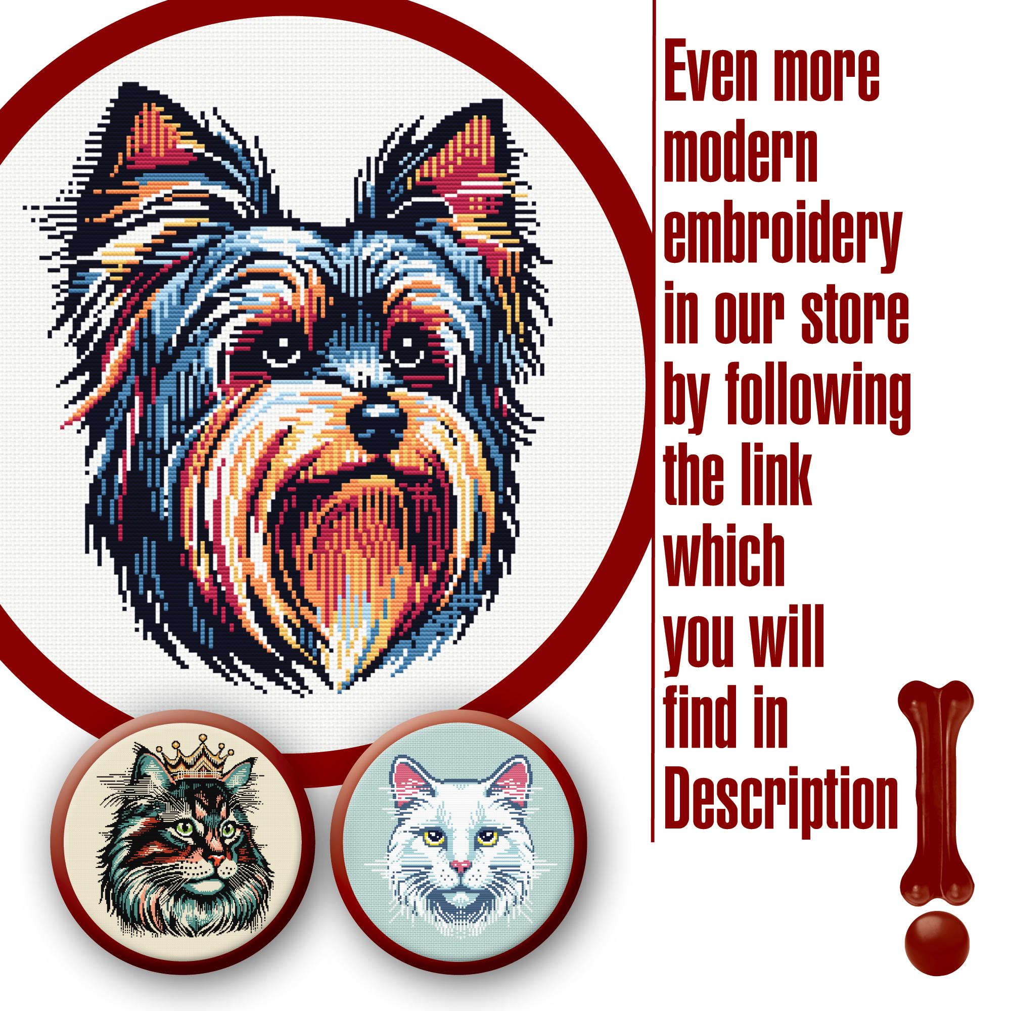 Cute Dog Portrait Cross Stitch Pattern Instant Download PDF, Yorkshire ...