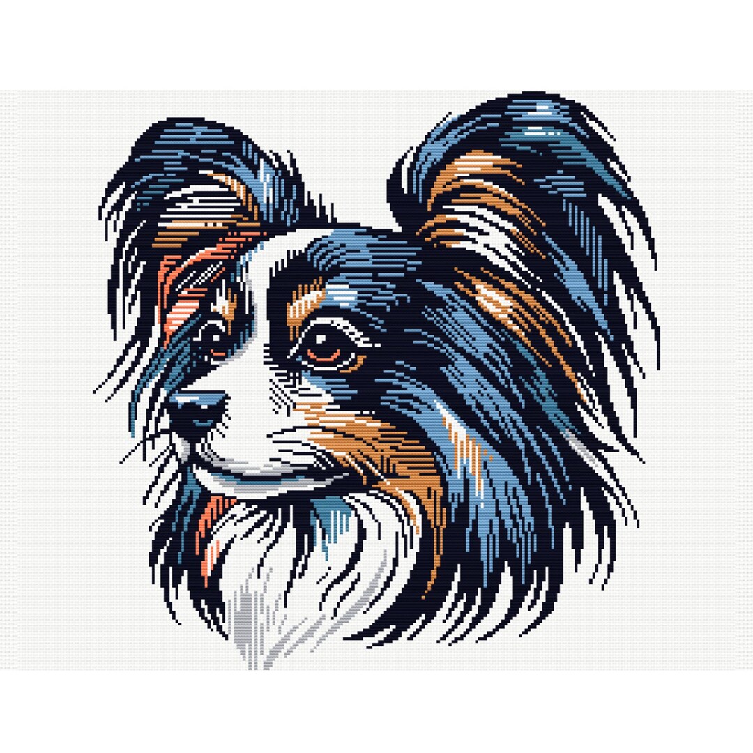 Papillon Dog Portrait Cross Stitch Pattern: Pet Needlepoint (PDF ...