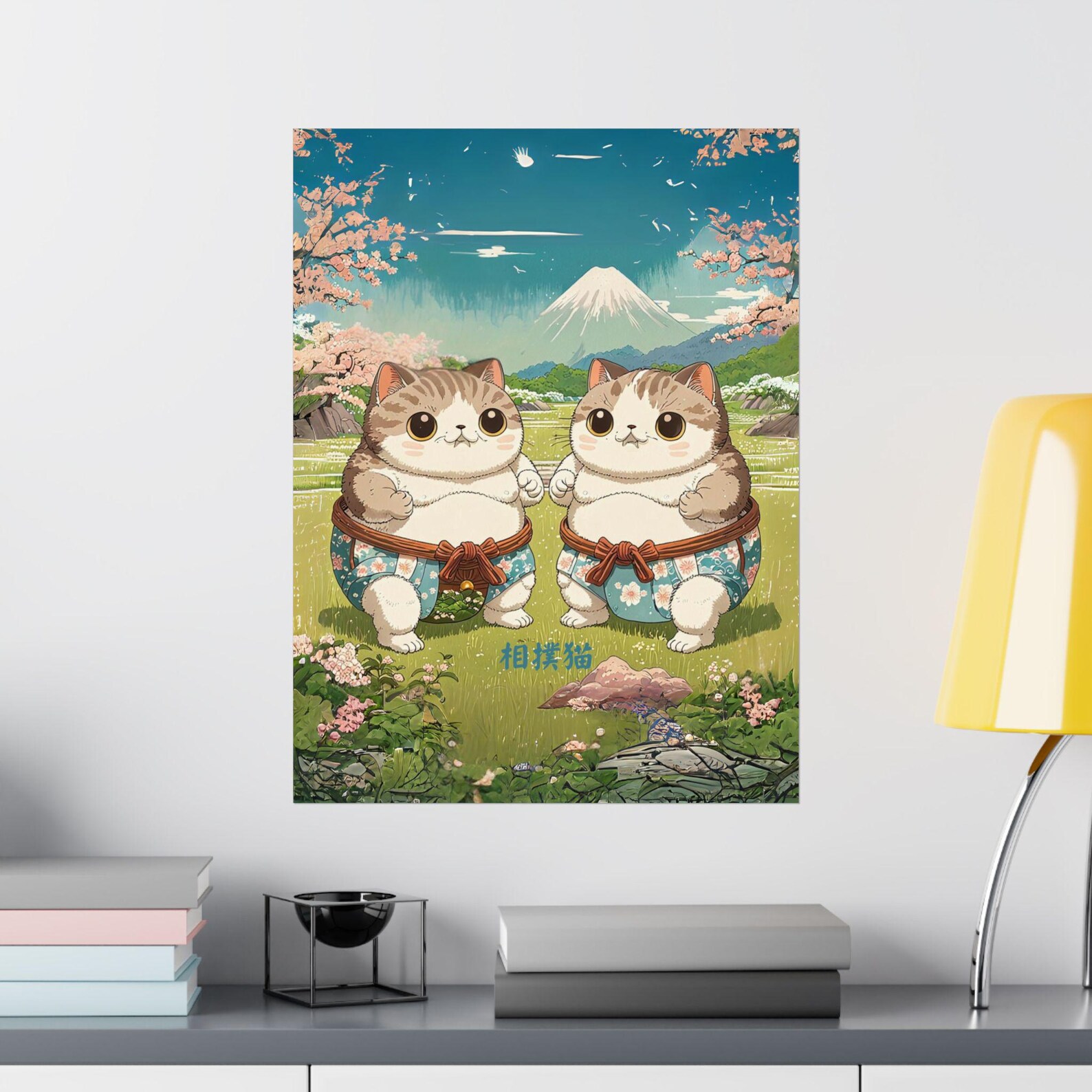 Sumo Cats Art Print – Japanese Neko Decor, Cat Lover Gift - Etsy