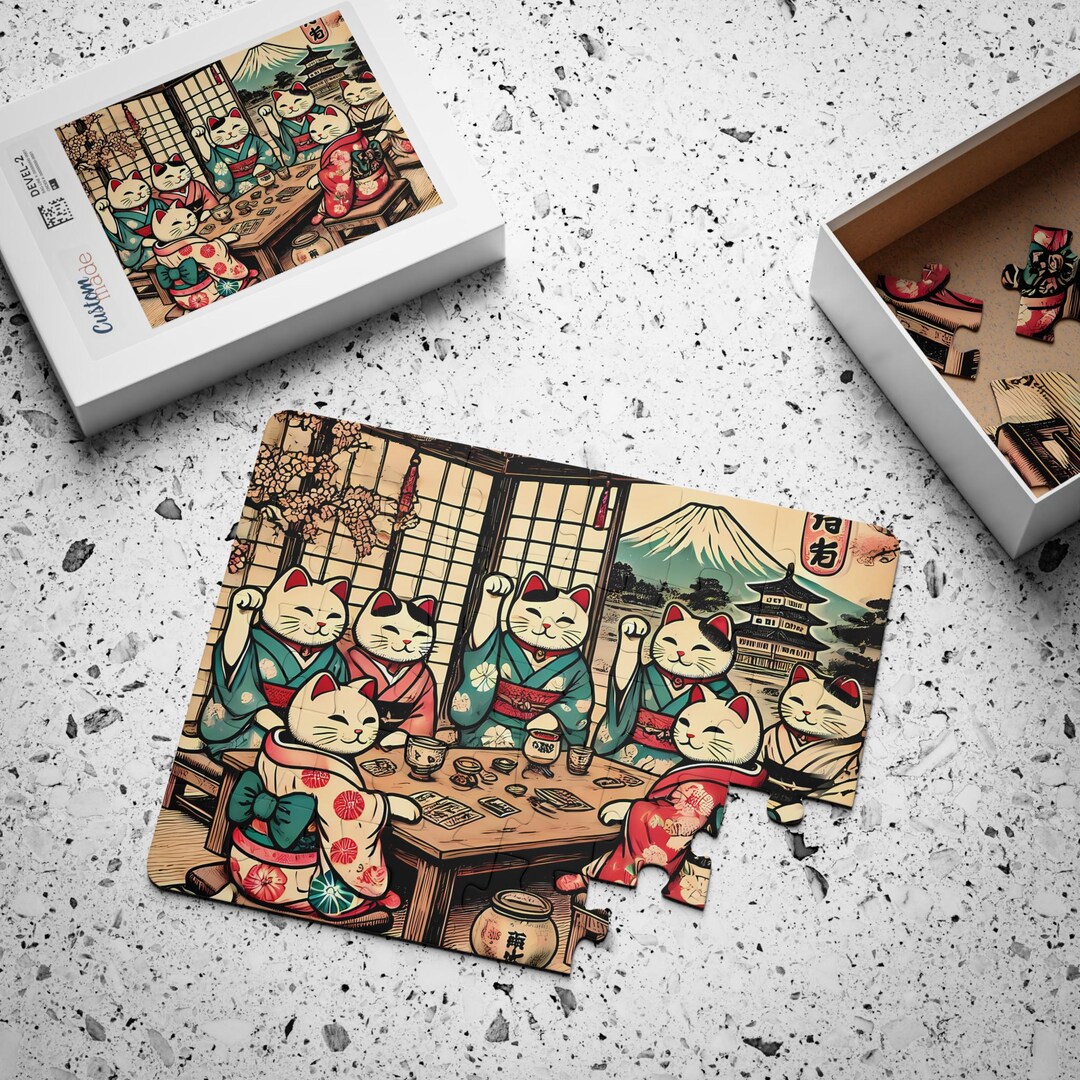 Lucky Cat Ukiyo-e Puzzle Kids Puzzle | 30-piece Japanese Maneki Neko ...