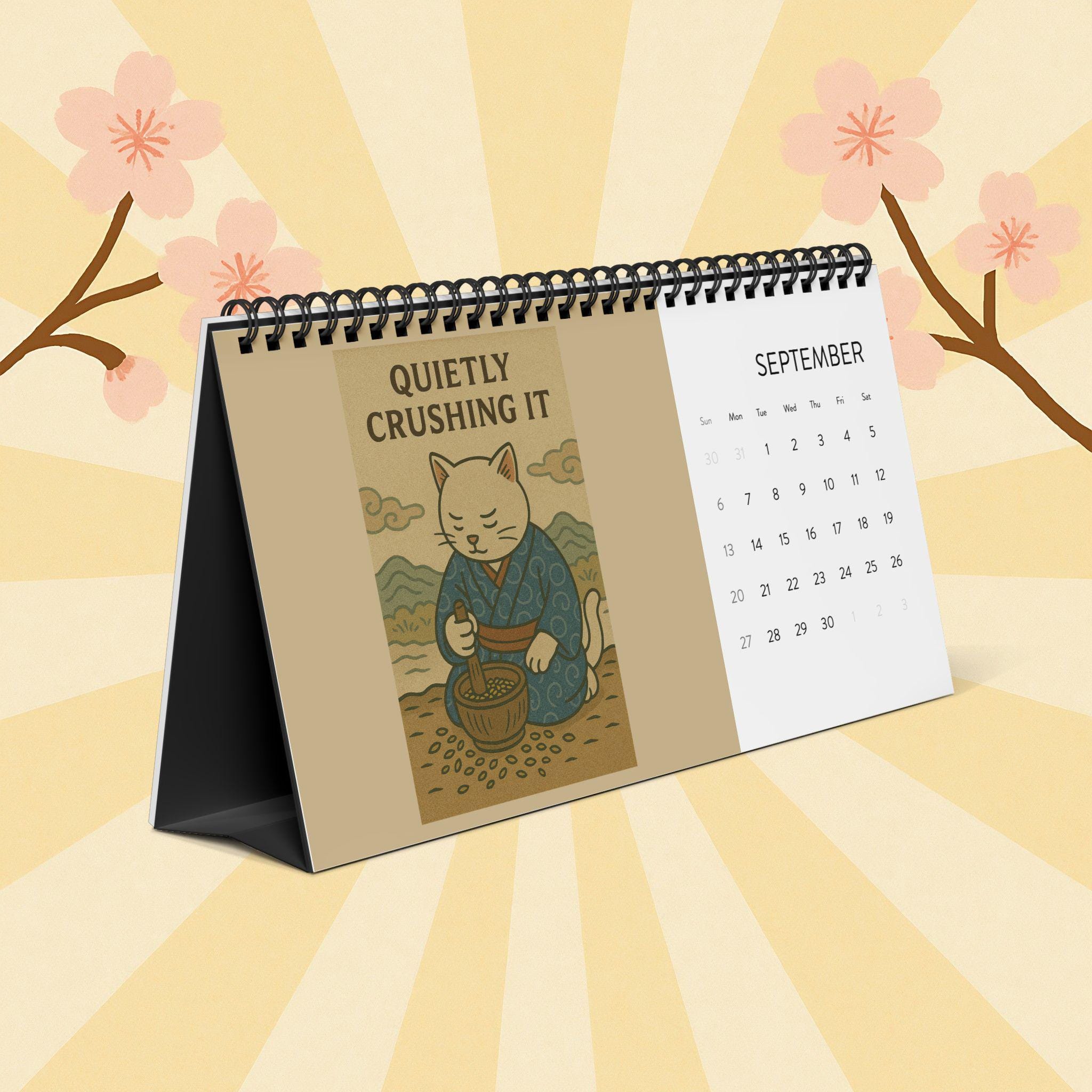 Quirky Quotes by Cats in Kimonos Desktop Calendar 2026, Japanese Humor ...
