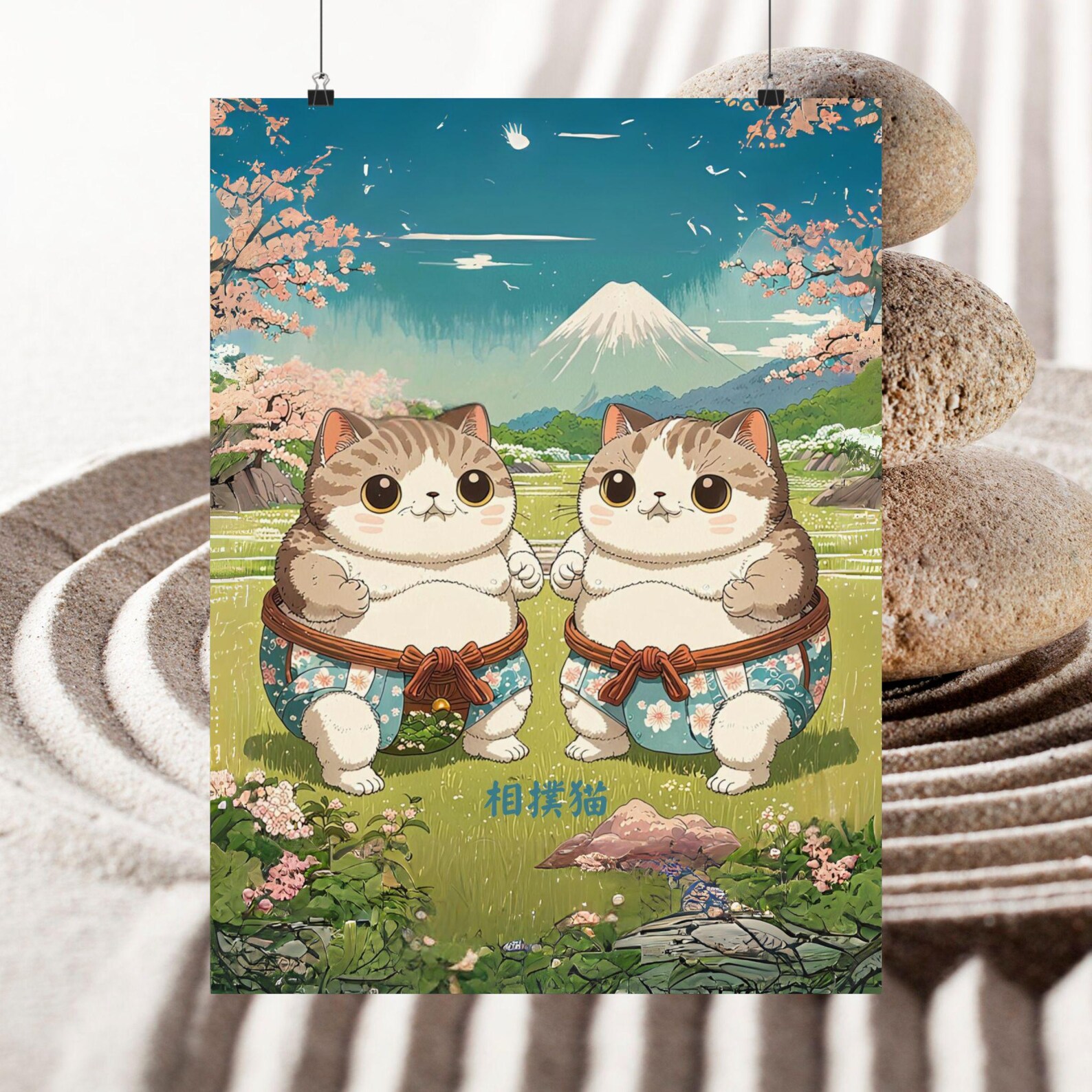 Sumo Cats Art Print – Japanese Neko Decor, Cat Lover Gift - Etsy