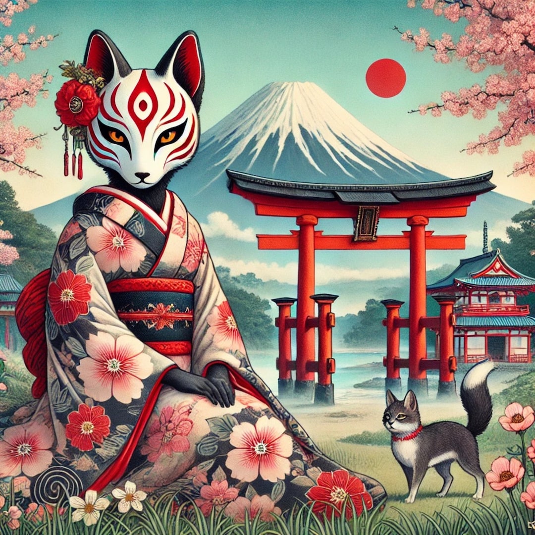 Kimono Kitsune Sticker Pack 3 Japanese Edo Ukiyo-e Fox Stickers ...