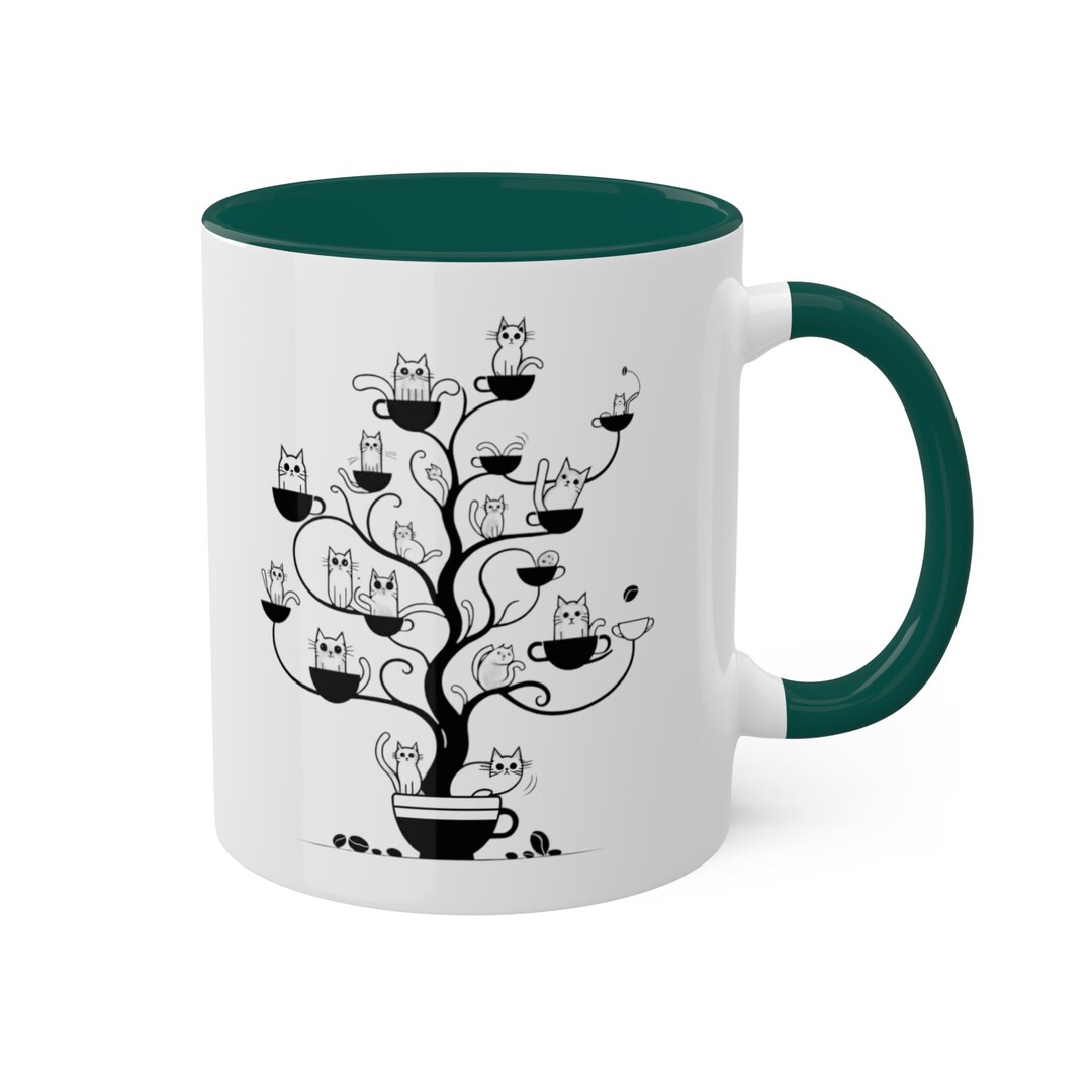 Sunshine Sips Kawaii Cat Tree Series, 11oz Mug, Gift for Cat Lover ...