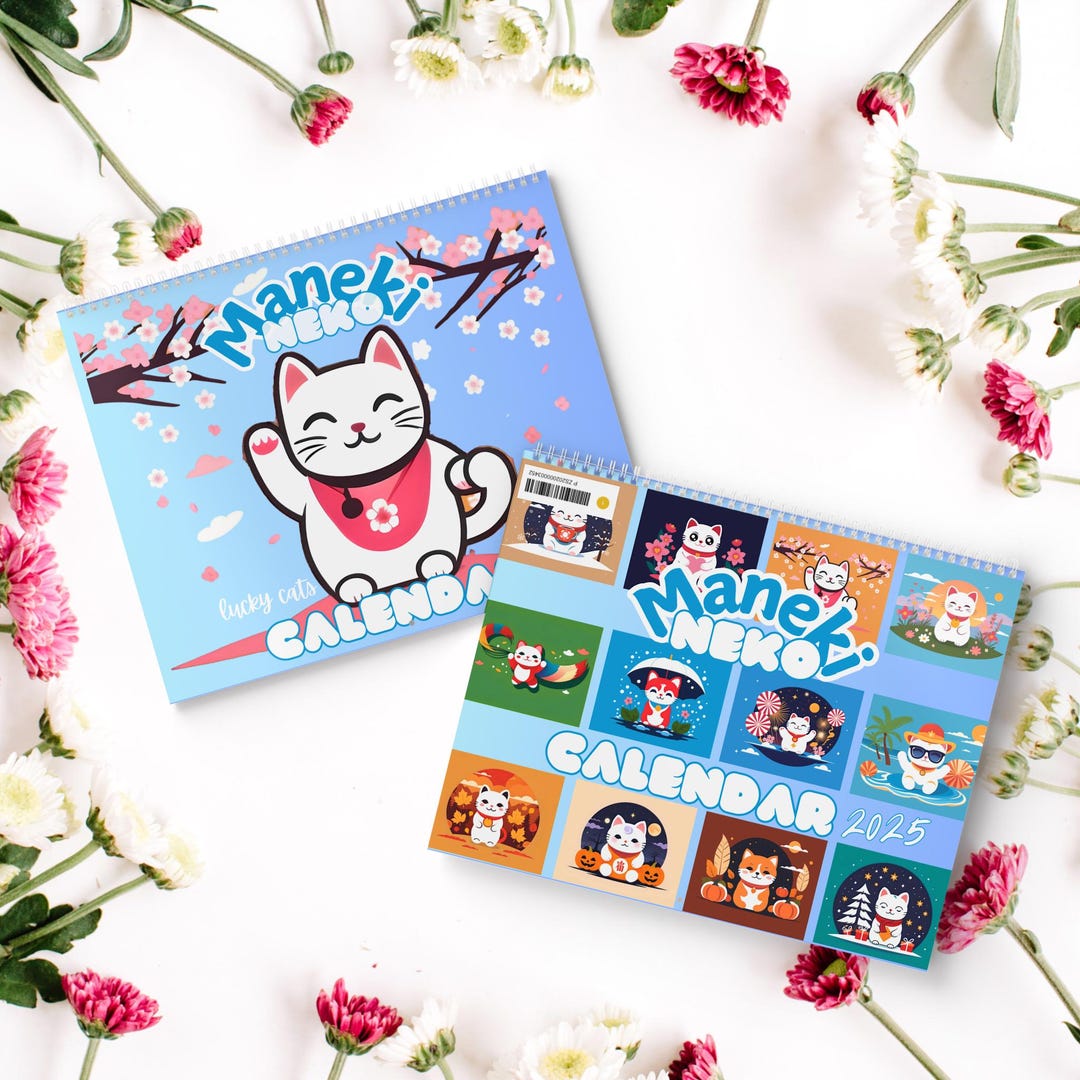 Maneki Neko 2025 Wall Calendar - Japanese Lucky Cats, Monthly Decor ...