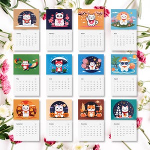 Maneki Neko 2025 Wall Calendar Japanese Lucky Cats, Monthly Decor ...