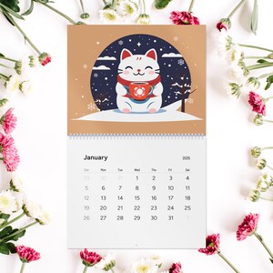 Maneki Neko 2025 Wall Calendar Japanese Lucky Cats, Monthly Decor ...