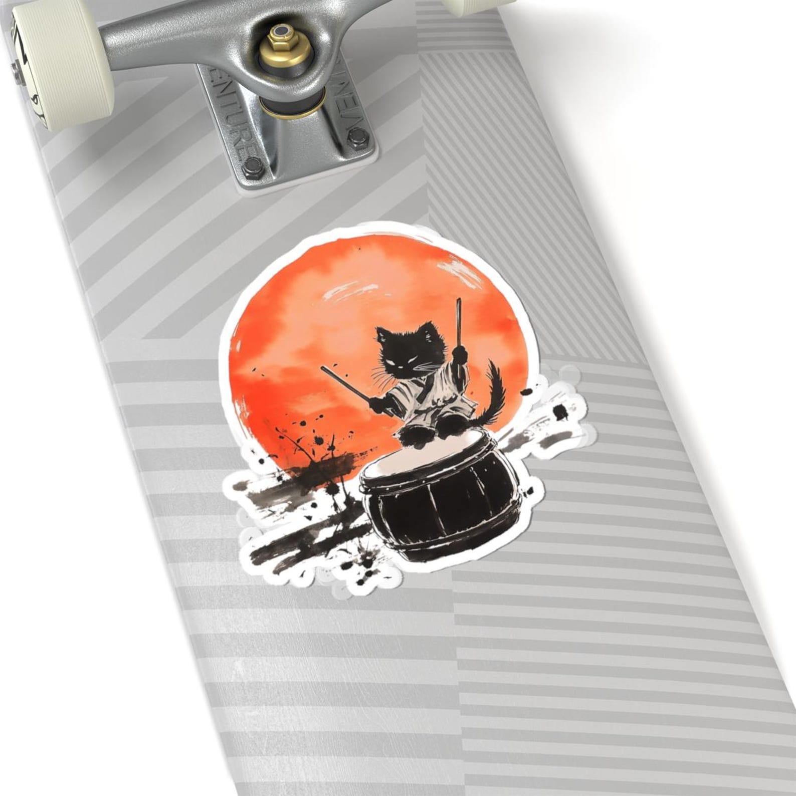 Taiko Drummer Kitty Kiss-cut Stickers | Laptop, Scrapbooking, Planner ...