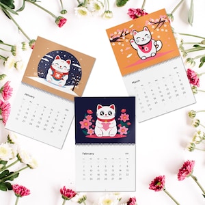 Maneki Neko 2025 Wall Calendar - Japanese Lucky Cats, Monthly Decor ...