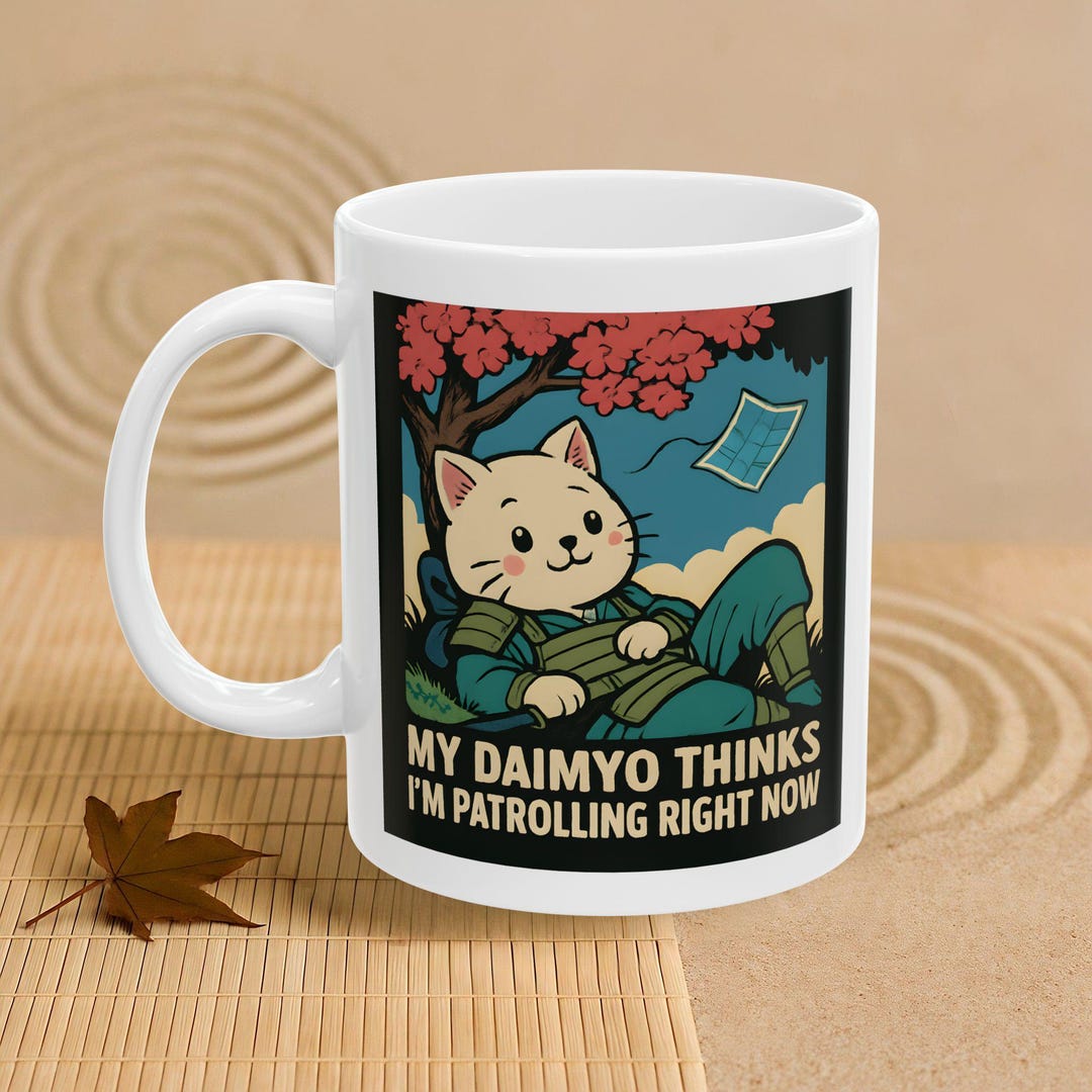 Samurai Cat Coffee Mug: Funny Japanese Style Gift for Cat Lovers - Etsy