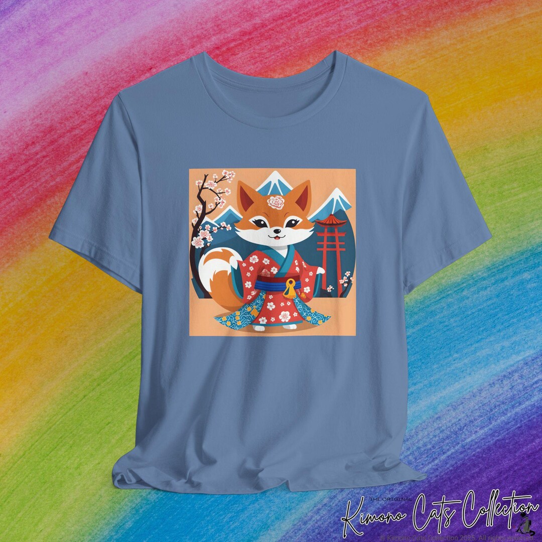 Kitsune Fox Kimono T-shirt - Japanese Fox Spirit Tee for Women, Red ...