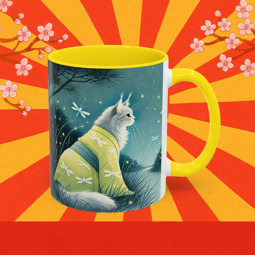 Geisha Cat Coffee Mug: Japanese Kimono Kitty, Ukiyo-e Art (11oz 15oz ...