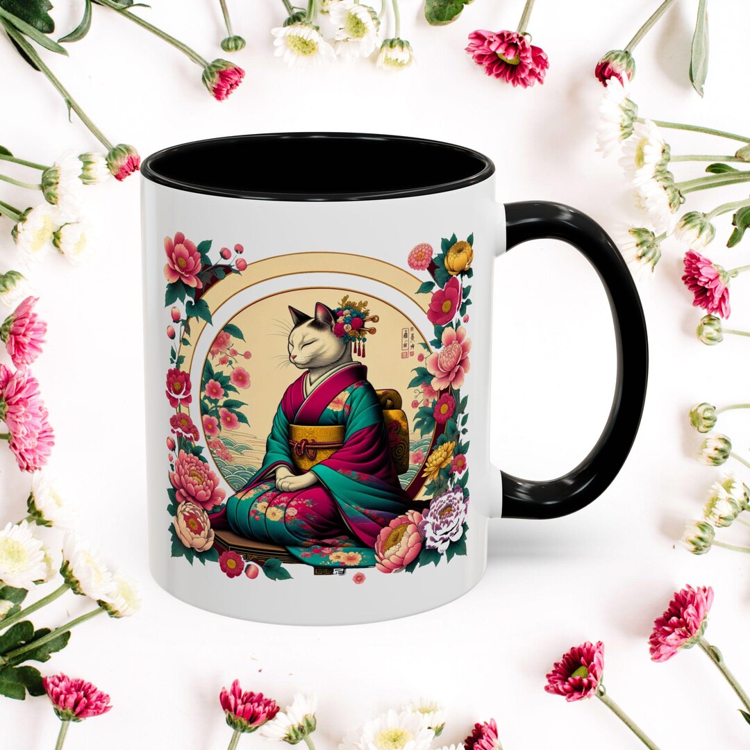 Kimono Cat Coffee Mug – Japan-inspired Geisha Design, Cat Lover Gift - Etsy