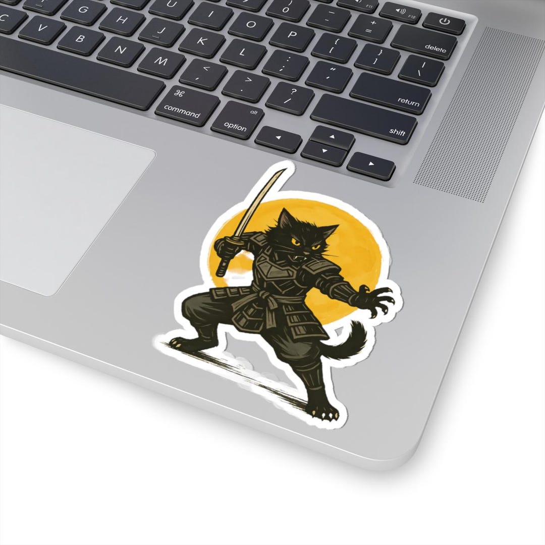 Samurai Cat Stickers: Anime Style Laptop Decals - Etsy