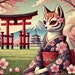 Kimono Kitsune Sticker Pack 1 Japanese Edo Ukiyo-e Fox Stickers ...