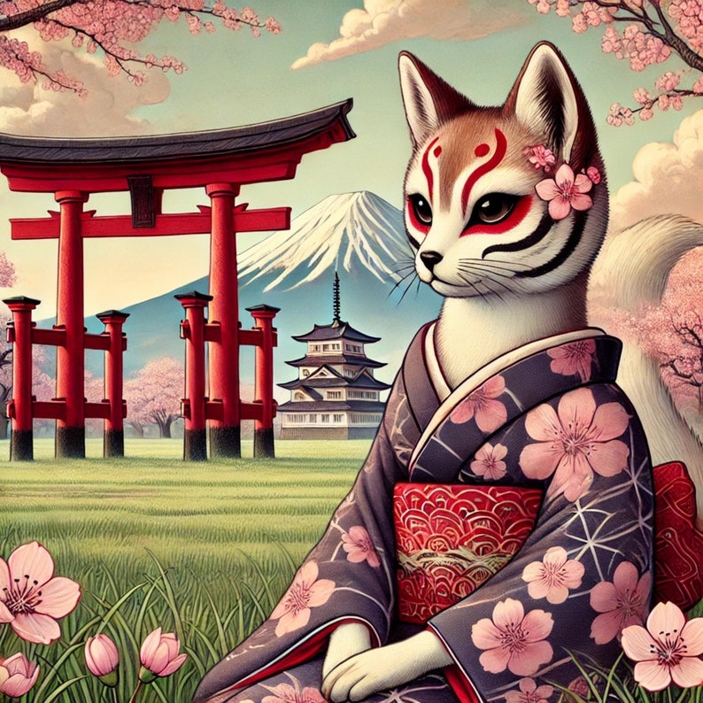 Kimono Kitsune Sticker Pack 1 Japanese Edo Ukiyo-e Fox Stickers ...