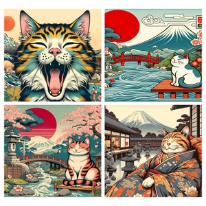 Waterproof Sticker Pack: Cute Japanese Cat Stickers for Laptop, Water ...