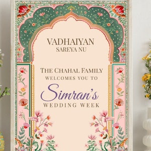Welcome Sign Sangeet Wedding Sign Customizable Anand Karaj, Engagement ...