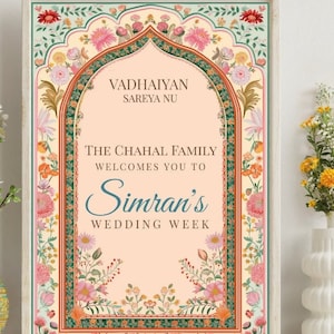 Indian Sikh Wedding Welcome Sign Sangeet Maiyan Mendhi Jaggo Choora ...