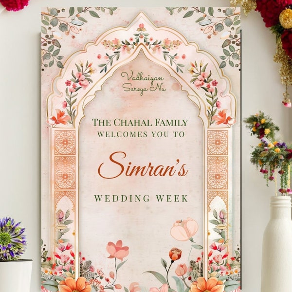 Welcome Sign Sangeet Wedding Sign Customizable Anand Karaj, Engagement ...