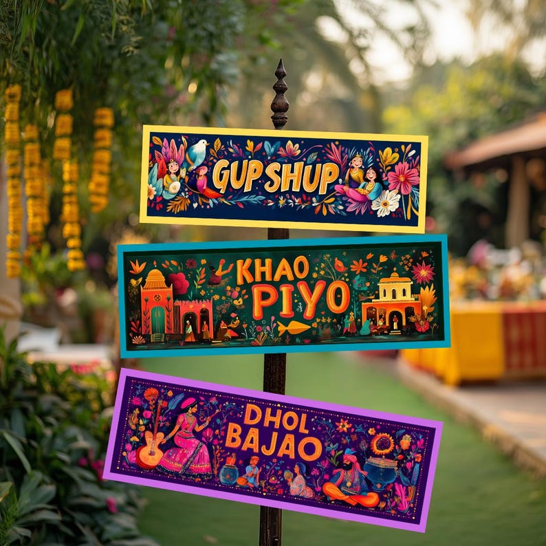 Directional Signs, Wedding Sign, Engagement, Mehndi, Jaggo, Sangeet ...