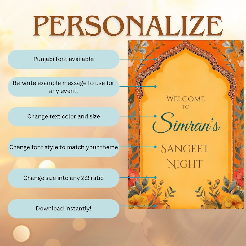 Welcome Sign Sangeet Wedding Sign Customizable | Anand Karaj ...