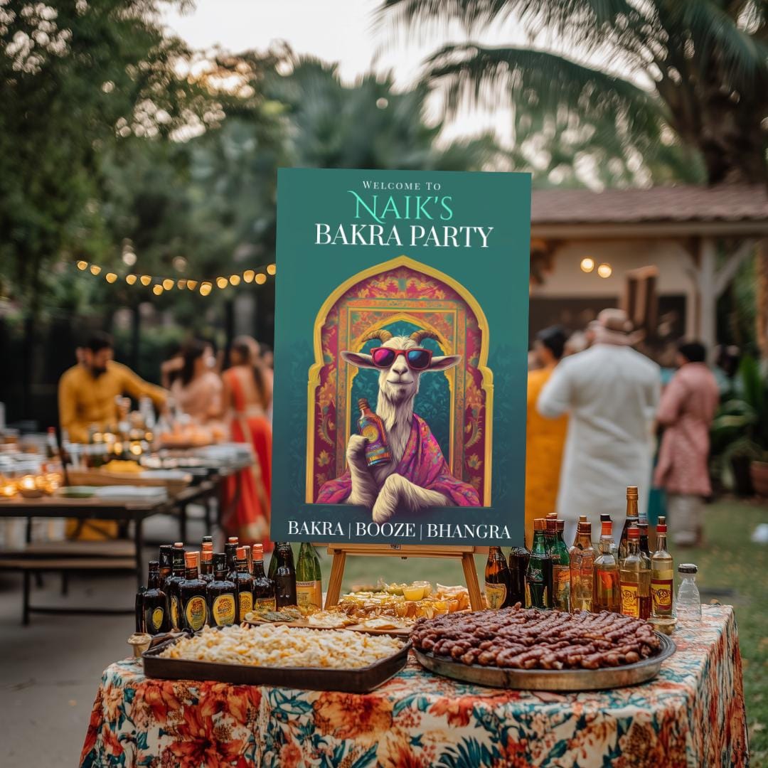 Welcome Sign, Bakra Goat Booze, Goat Meat Party, Sangeet Wedding Sign ...