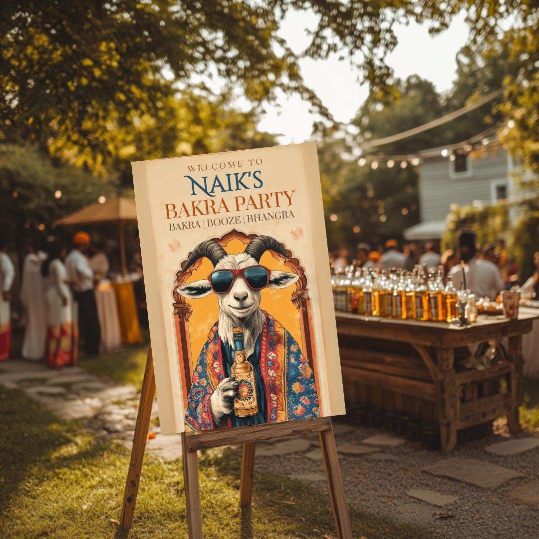 Welcome Sign, Bakra Goat Booze, Goat Meat Party, Sangeet Wedding Sign ...