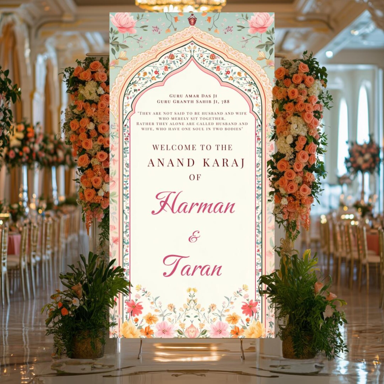 XL 8x4 FT Wedding Back Drop Sangeet Wedding Sign Customizable Anand ...