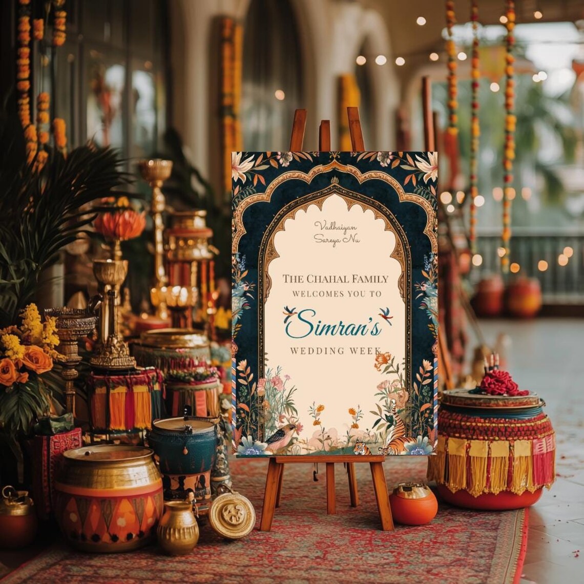 Indian Sikh Wedding Welcome Sign Sangeet Maiyan Mendhi Jaggo Choora ...