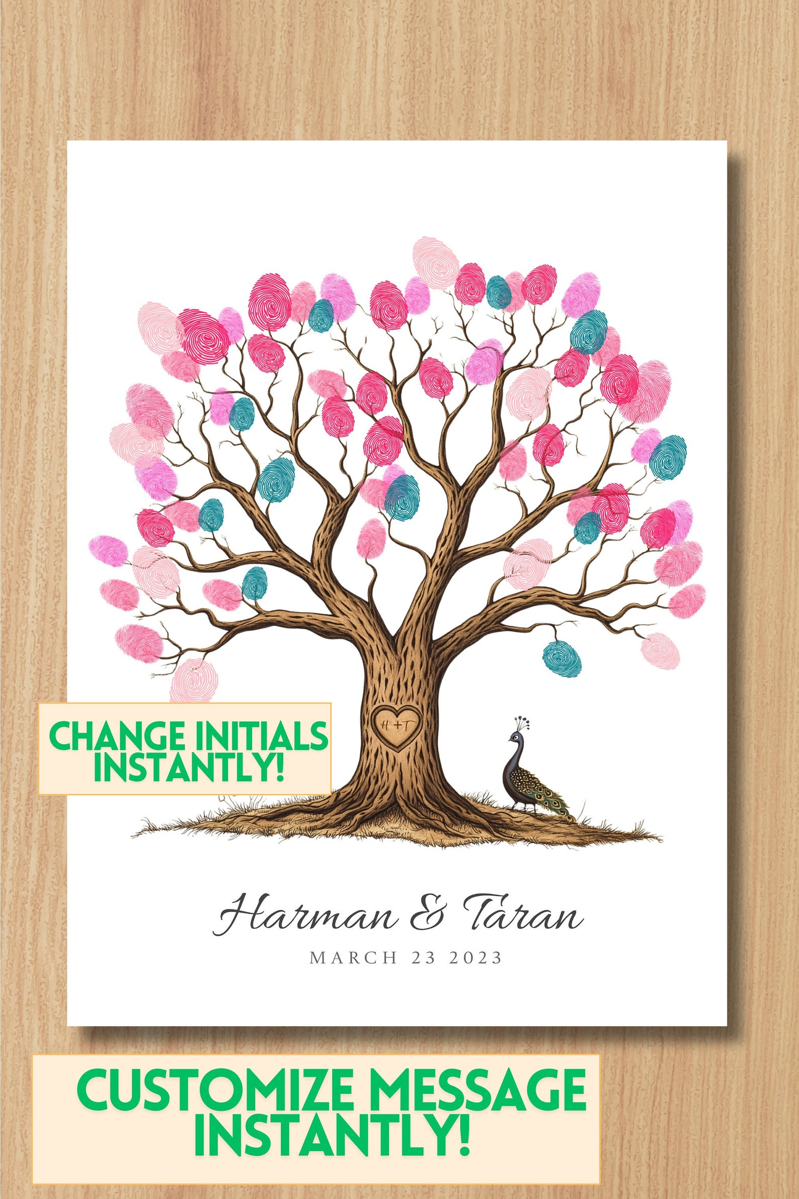 Instant Download, Fingerprint Family Tree File, Watercolor, Thumbprint ...