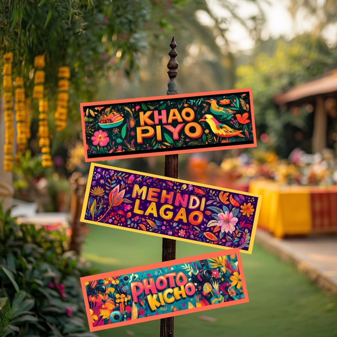 Directional Signs, Wedding Sign, Engagement, Mehndi, Jaggo, Sangeet ...