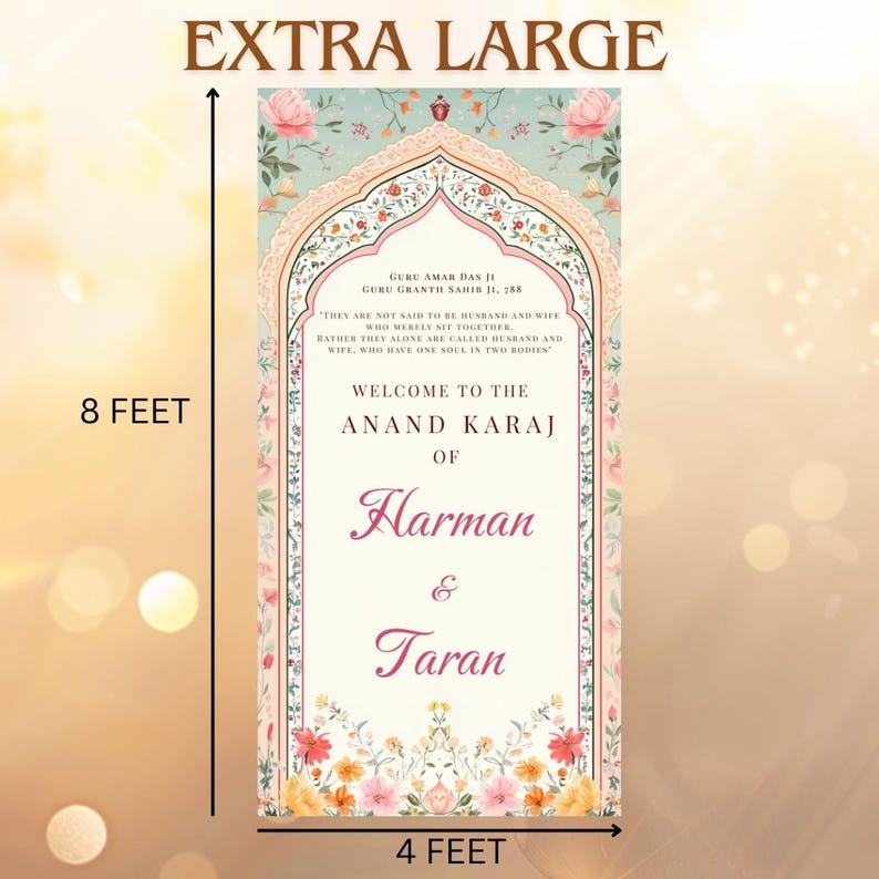 XL 8x4 FT Wedding Back Drop Sangeet Wedding Sign Customizable Anand ...